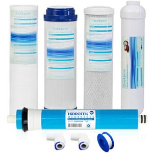 geekpure 5 stage reverse osmosis replacement filter set with 75 gpd membrane -standard 10 inch