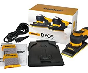 Mirka DEOS Direct Electric Orbital Sander Tool 383XCV / 2.75 inch x 8 inch / 3mm orbit/Dust-free Sanding / MID3830201US,Yellow/Black