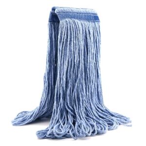 24 oz loop-end cotton mop head, heavy duty mop refills, 6 inch headband, mop head replacement for home, industrial and commercial use (blue)