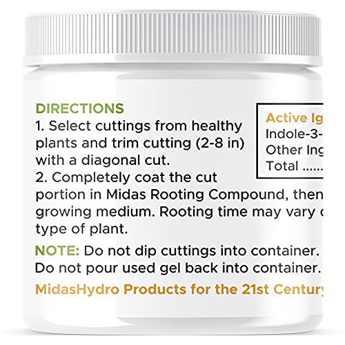 Rooting Gel for Cuttings – IBA Rooting Hormone - Cloning Gel for Strong Clones - Key to Plant Cloning - Midas Products Rooting Gel Hormone for Cuttings 4oz - for Professional and Home Based Growers (1 Pack)