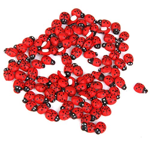 Alasida 60PCS Garden Ladybugs Miniature Plant Pots Bonsai Craft Ornament Decor with Self-adhesive Micro Landscape DIY Decoration