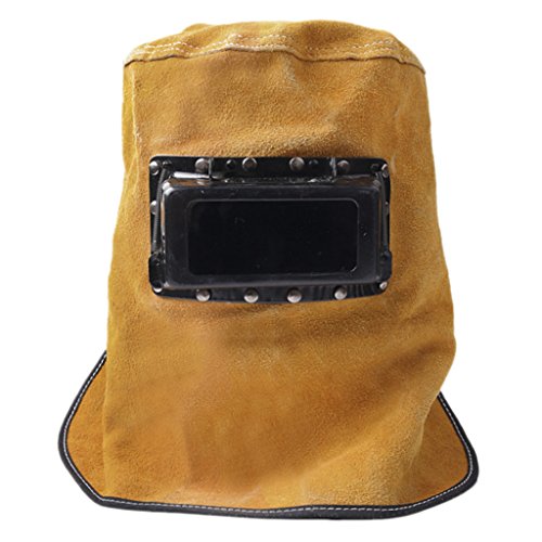 Comfortable Leather Welding Helmet, Welder Grinding Protective Gear Work Cap Hat Welding Flame Heat Resistant Anti-dust Head Face Neck Shield Safety Hood Helmet