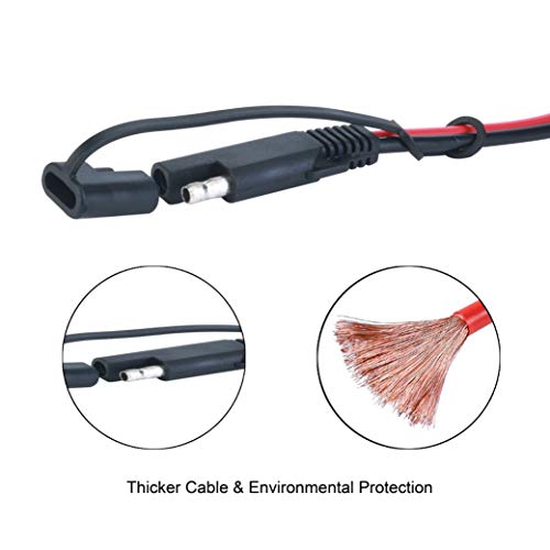 AEISVIK Battery Charging Cables SAE TO SAE 12V-24V Quick Disconnect Extension Cable 2 Pin With Dust Cap DC Connection Cord Plug 12 Feet 16AWG Gauge for Camp Trailer Solar Panels Battrey