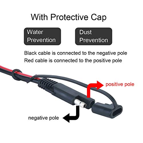 AEISVIK Battery Charging Cables SAE TO SAE 12V-24V Quick Disconnect Extension Cable 2 Pin With Dust Cap DC Connection Cord Plug 12 Feet 16AWG Gauge for Camp Trailer Solar Panels Battrey