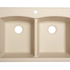 Franke ELG62D91-LIN Ellipse 33-in x 22-in Linen Double-Basin Composite Drop-in or Undermount 4-Hole Commercial Kitchen Sink, inch x inch x 9-inch deep