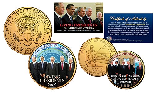 Living Presidents DC Quarter & JFK Dollar 2-Coin Set Bush Clinton Obama Carter