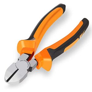 boenfu wire cutter for artificial flowers and crafts, chicken wire cutters heavy duty diagonal cutting pliers faux flowers wire clippers, orange, 6 in