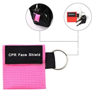 LSIKA-Z 20pcs CPR Face Shield Mask with Keychain Keying Emergency Kit CPR Face Shields Pocket Mask for First Aid or CPR Training (Red-20)