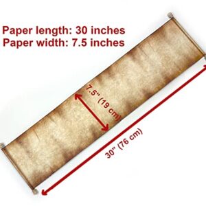 Arte of the Booke Blank Paper Scroll on Wood Rods, 7.5 x 30 Inches - Handmade in the USA