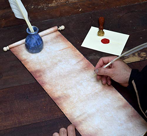 Arte of the Booke Blank Paper Scroll on Wood Rods, 7.5 x 30 Inches - Handmade in the USA