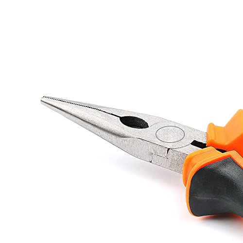 BOENFU Needle Nose Pliers 8-inches Heavy Duty Craft Wire Cutter Electrical Pliers Long Nose Pliers for Wire Wrapping, Crafts, Jewelry Making, Orange