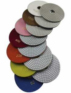 konfor 7 step 7" wet diamond polishing pads abrasive set, great for granite travertine marble stone