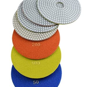 Konfor Wet 6" 7-Step Diamond Polishing Pads Flexible Sanding Tools Discs Buff