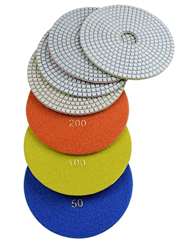 Konfor Wet 6" 7-Step Diamond Polishing Pads Flexible Sanding Tools Discs Buff