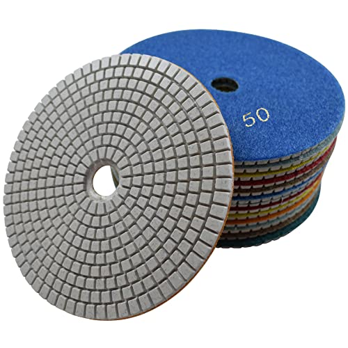 Konfor Wet 6" 7-Step Diamond Polishing Pads Flexible Sanding Tools Discs Buff