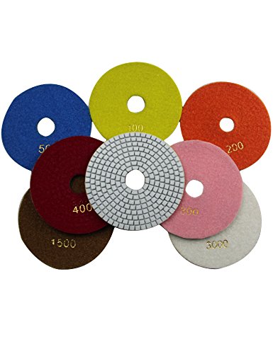 Konfor Wet 6" 7-Step Diamond Polishing Pads Flexible Sanding Tools Discs Buff