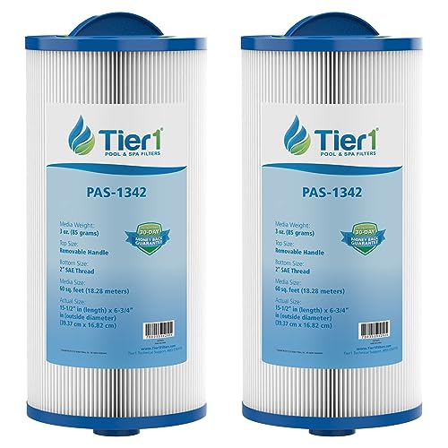 Tier1 Pool & Spa Filter Cartridge 2-pk | Replacement for Jacuzzi J300 6541-383, Pleatco PJW60TL-OT-F2S, Filbur FC-2715, Unicel 6CH-961 and More | 60 sq ft Pleated Fabric Filter Media