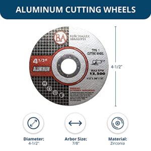 Benchmark Abrasives 4-1/2" Type 1 Aluminum Cutting Wheel 0.040" Thick 7/8"Arbor, Metal Cutting Grinding Wheel, Angle Grinding Cutting Wheel Max. RPM 13300-25 Pack