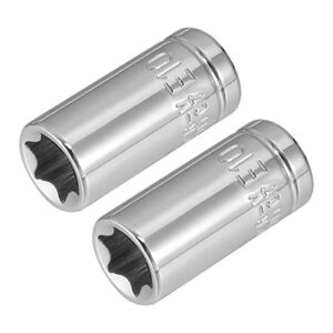 uxcell 2pcs 1/4-inch drive e10 external torx shallow socket, cr-v steel