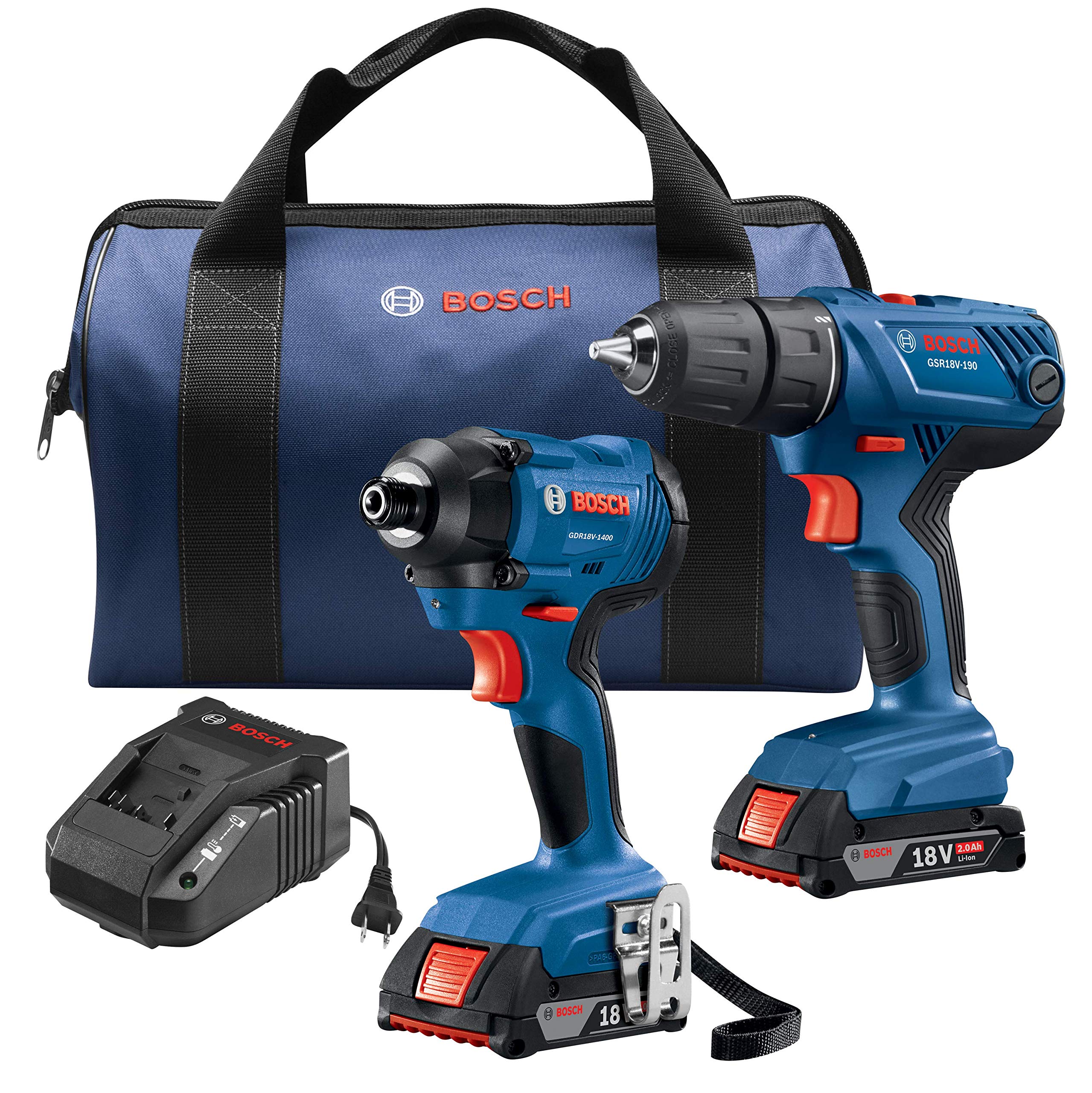 BOSCH 18V 2-Tool Combo Kit with 1/2 In. Compact Drill/Driver and 1/4 In. Hex Impact Driver GXL18V-26B22