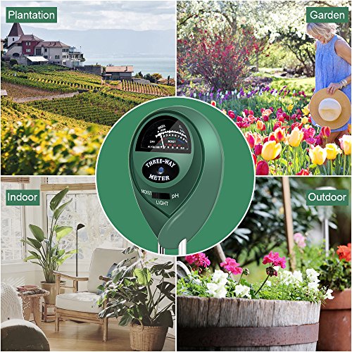 SONKIR Soil pH Meter, MS01 3-in-1 Soil Moisture/Light/pH Tester Gardening Tool Kits for Plant Care, Great for Garden, Lawn, Farm, Indoor & Outdoor Use