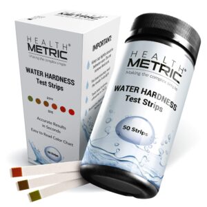 health metric pro water hardness test kit | quick & easy hard water test strips for water softener dishwasher well spa and pool water | 50 tester strips at 0-425 ppm | calcium & magnesium hardness