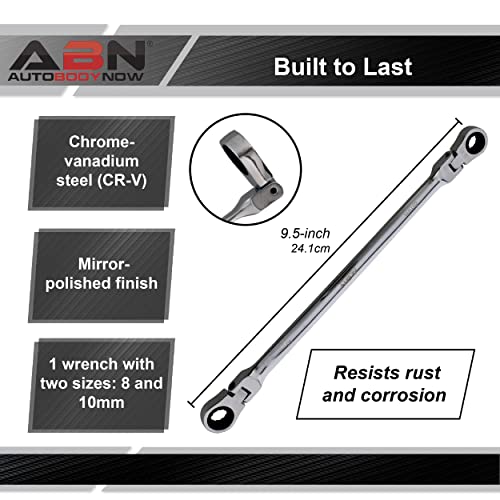 ABN Ratcheting Wrench - 8 and 10mm Ratchet Tool Double End Flex Head Replacement Tool for Metric Ratcheting Wrench Set