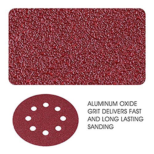 Miady 5-Inch 8-Hole Hook and Loop Sanding Discs 70PCS, 40/80/120/240/320/600/800 Assorted Grits Sandpaper for Aluminum - Pack of 70