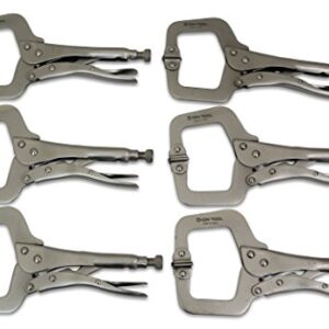 ION TOOL 6 Pack - 11” C-Clamp Locking Pliers, Swivel Pads