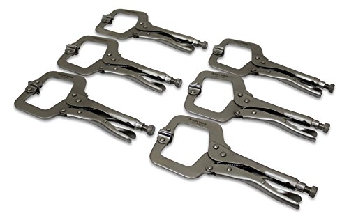 ION TOOL 6 Pack - 11” C-Clamp Locking Pliers, Swivel Pads