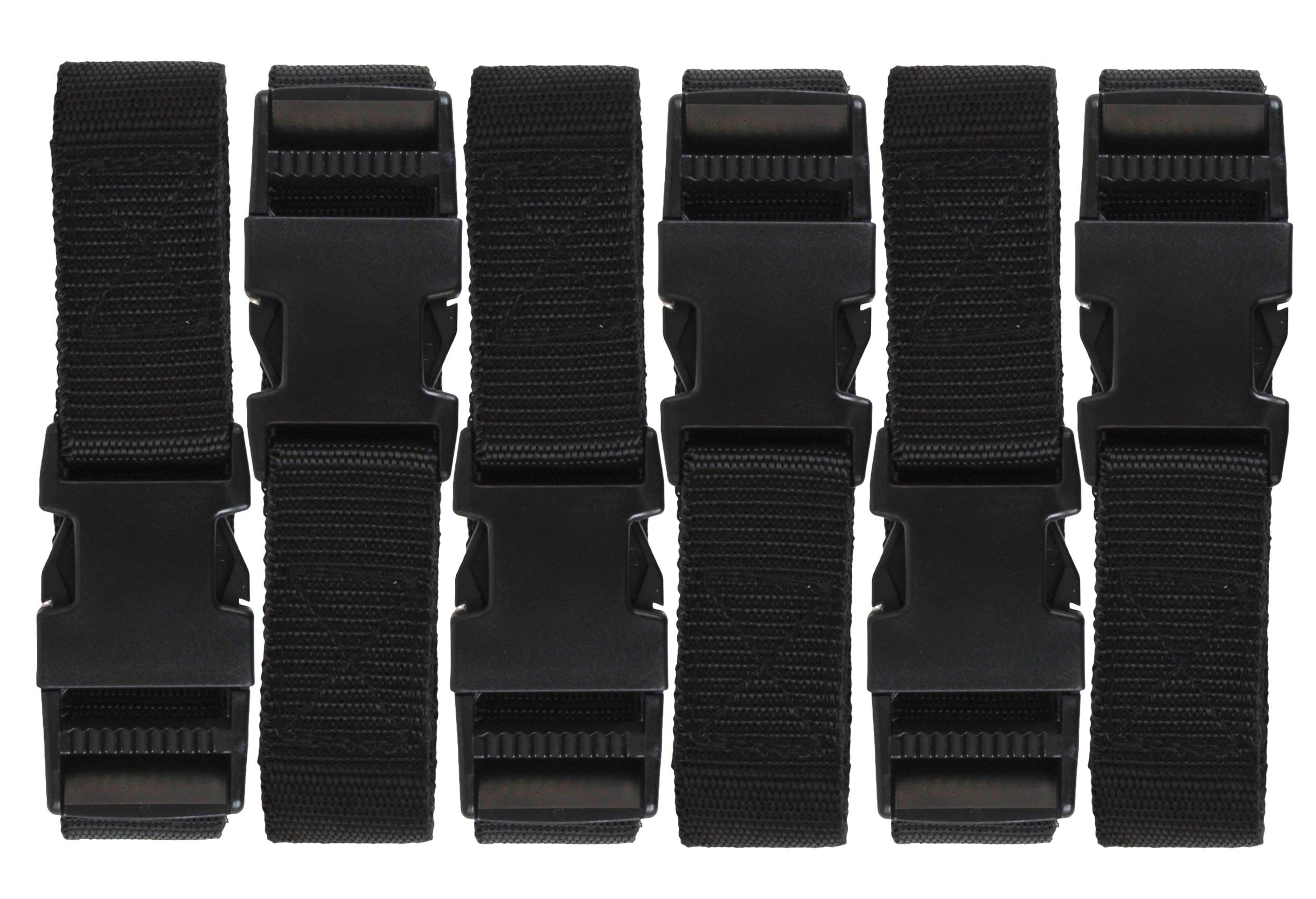 Harrier Hardware Utility Strap with Quick-Release Buckle, Black, 72-Inch, 6-Pack