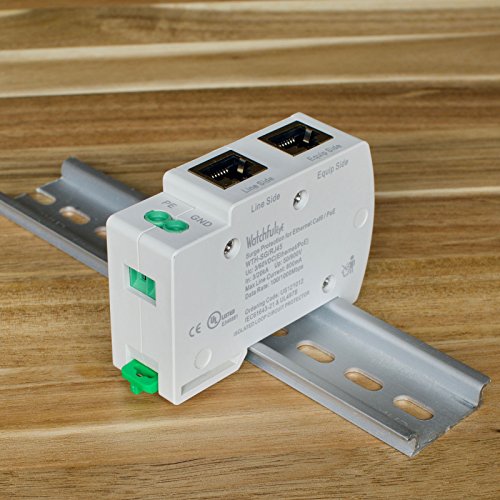 WatchfulEyE WTH-SG/RJ45 DIN-Rail Mounted Gigabit Ethernet PoE Surge Protector Full GDT TVS Surge Protection