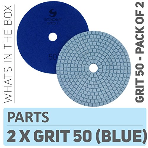 Stadea PPW119D Diamond Polishing Pads 4 Inch Grit 50 - For Concrete Marble Terrazzo Floor Granite Stone Counter Edge Wet Polishing - Pack of 2