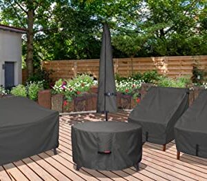 Porch Shield Fire Pit Cover - Waterproof 600D Heavy Duty Round Patio Fire Bowl Cover Black - 50 inch