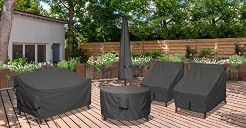 Porch Shield Fire Pit Cover - Waterproof 600D Heavy Duty Round Patio Fire Bowl Cover Black - 50 inch