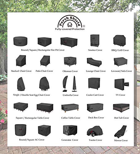 Porch Shield Fire Pit Cover - Waterproof 600D Heavy Duty Round Patio Fire Bowl Cover Black - 50 inch