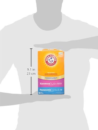 Arm & Hammer Premium Vacuum Bags, Kenmore Style C, Q, & 5055 - Odor and Allergen Eliminating, 3 bags