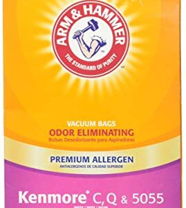 Arm & Hammer Premium Vacuum Bags, Kenmore Style C, Q, & 5055 - Odor and Allergen Eliminating, 3 bags