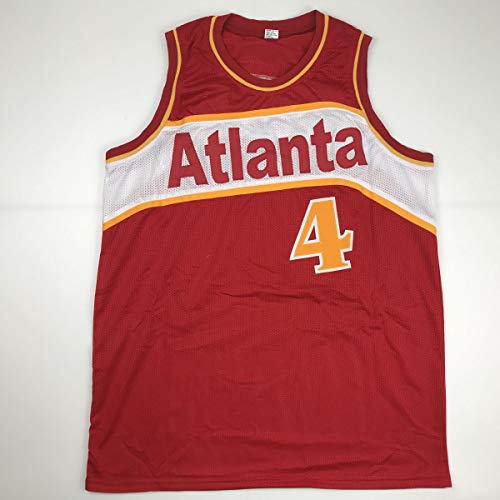 Autographed/Signed Spud Webb Atlanta Red Basketball Jersey JSA COA