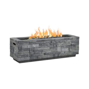 real flame ct0003lp-gls ledgestone rectangle fire pit, grey