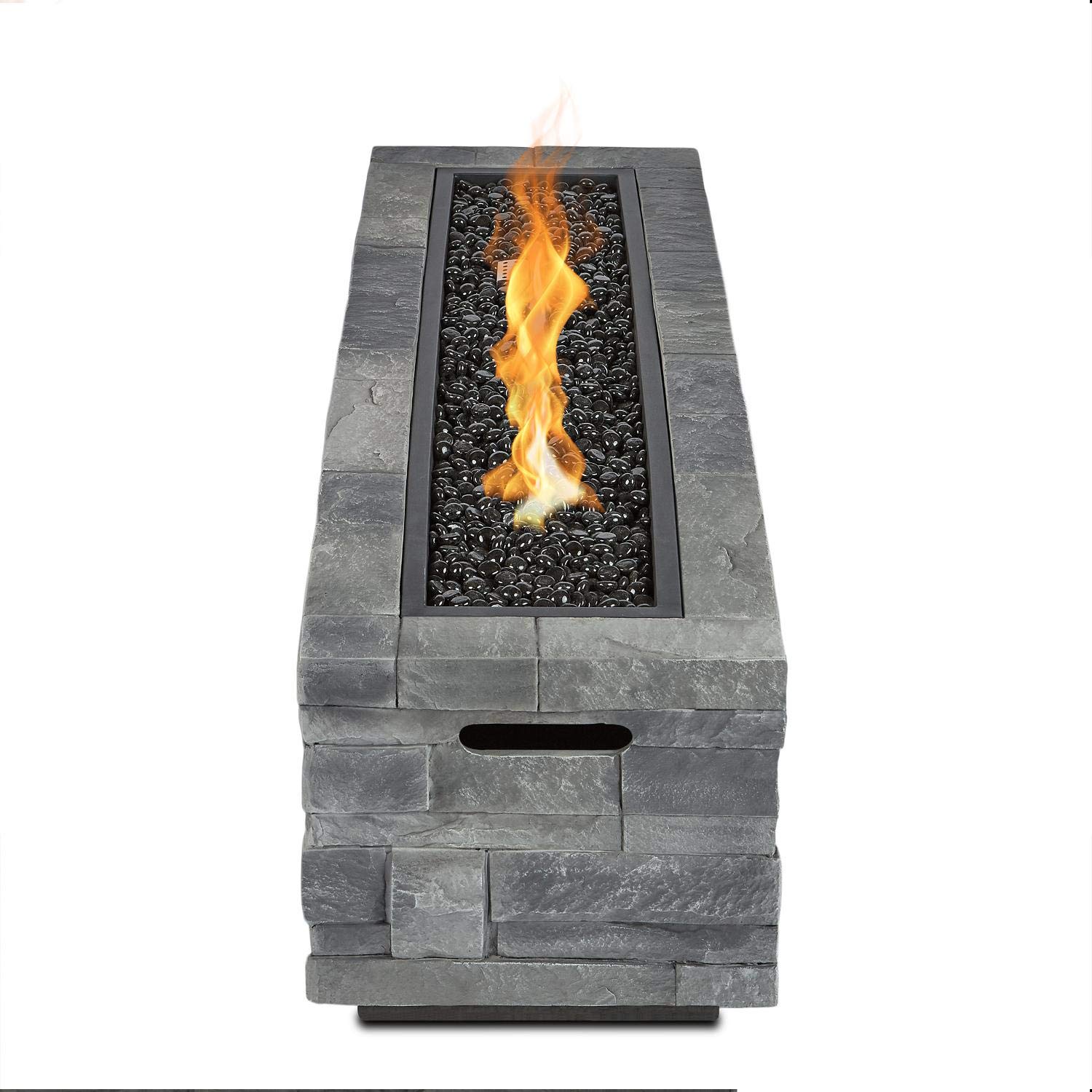 Real Flame CT0003LP-GLS Ledgestone Rectangle Fire Pit, Grey