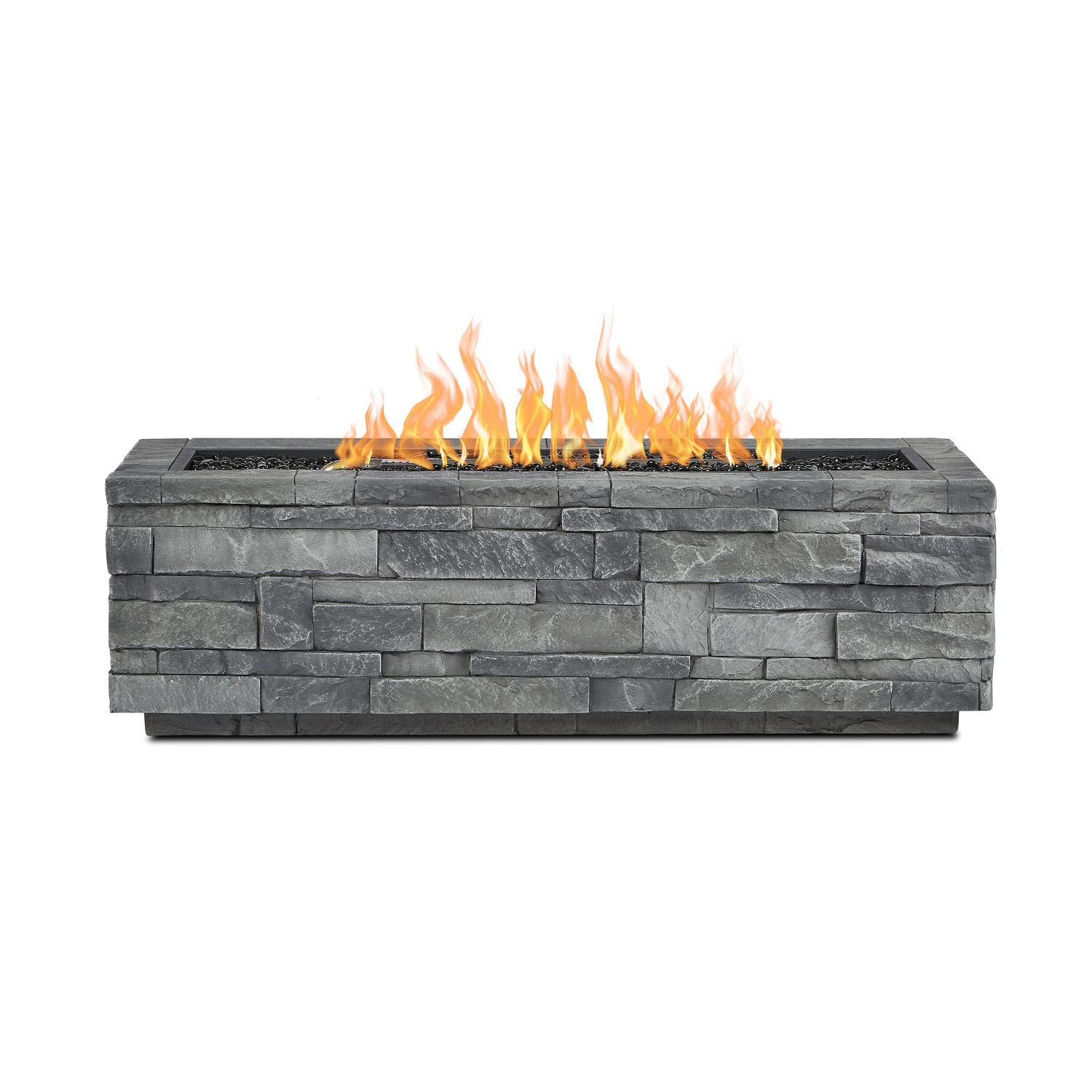 Real Flame CT0003LP-GLS Ledgestone Rectangle Fire Pit, Grey