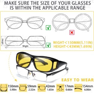 SHEEN KELLY Polarized Night Vision Glasses Driving Men Women Fit Over Prescription Eyewear Wrap Arounds Sunglasses Yellow Lens UV400