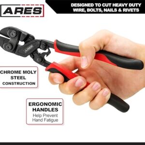 ARES 70664-8-Inch Mini Bolt Cutter - Chrome Moly Steel Construction & Induction Hardened Cutting Edges - Designed for Heavy Duty Wire, Bolt, Nail & Rivet Cutting