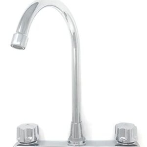 Chromed Surface Two-Handle Tall Stainless Steel Spout Plastic Body Kitchen Faucet [1035 P] 8-Inch Center Hole Ideal for RV's or Rental Apart...