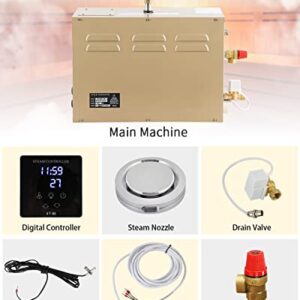 CGOLDENWALL 9KW Commercial Self-Draining Steam Generator Shower System Home Steam Bath Spa Generator 30 min to 12 Hours with Auto Drain 95-131℉ for Suitable Space Heating 9 m³/318 Cubic feet (9KW)