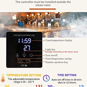 CGOLDENWALL 9KW Commercial Self-Draining Steam Generator Shower System Home Steam Bath Spa Generator 30 min to 12 Hours with Auto Drain 95-131℉ for Suitable Space Heating 9 m³/318 Cubic feet (9KW)