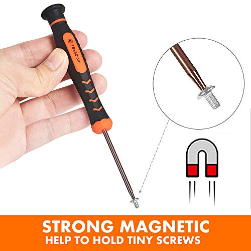 TECKMAN 10 in 1 Torx Screwdriver Set with T3 T4 T5 T6 T8 T10 Security Torx Bit & ESD Tweezers,Magnetic Screwdrivers Precision Repair Kit for Xbox,PS4,Macbook,Computer,Doorbell & Folding knife