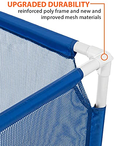 KITLIFE Pool Storage Bin – Rolling Poolside Mesh Container for Toys – Waterproof, UV Resistant Outdoor Organizer Box with Bonus Mesh Bag, Medium Size 36 x 36 x 24", Bonus Mesh Bag Included Blue