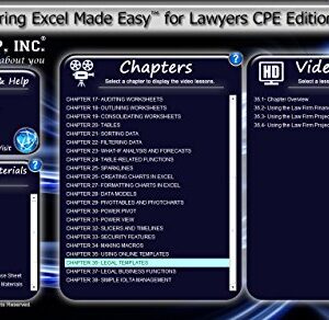 TEACHUCOMP Video Training Tutorial for Microsoft Excel for Lawyers / Attorneys v. 2016 Product Key Card (Download) Course and PDF Manual